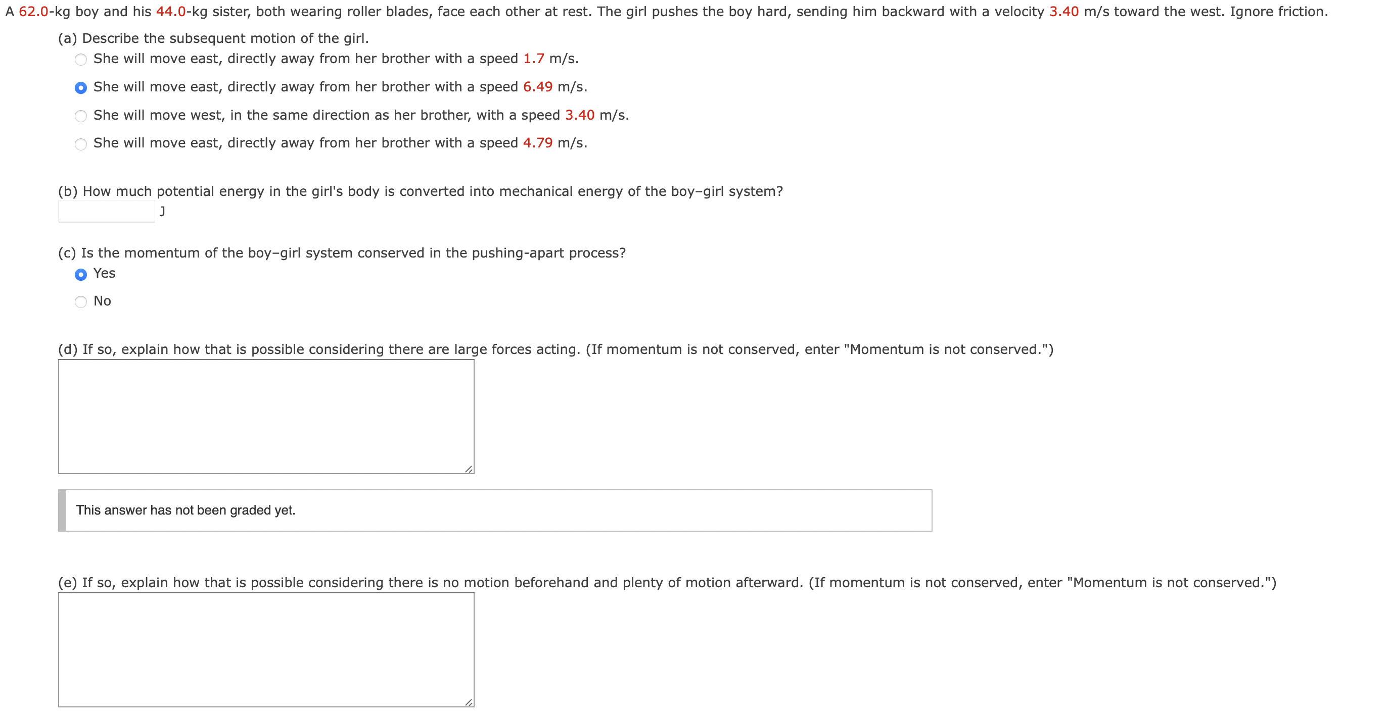 Solved (a) Describe the subsequent motion of the girl. She | Chegg.com