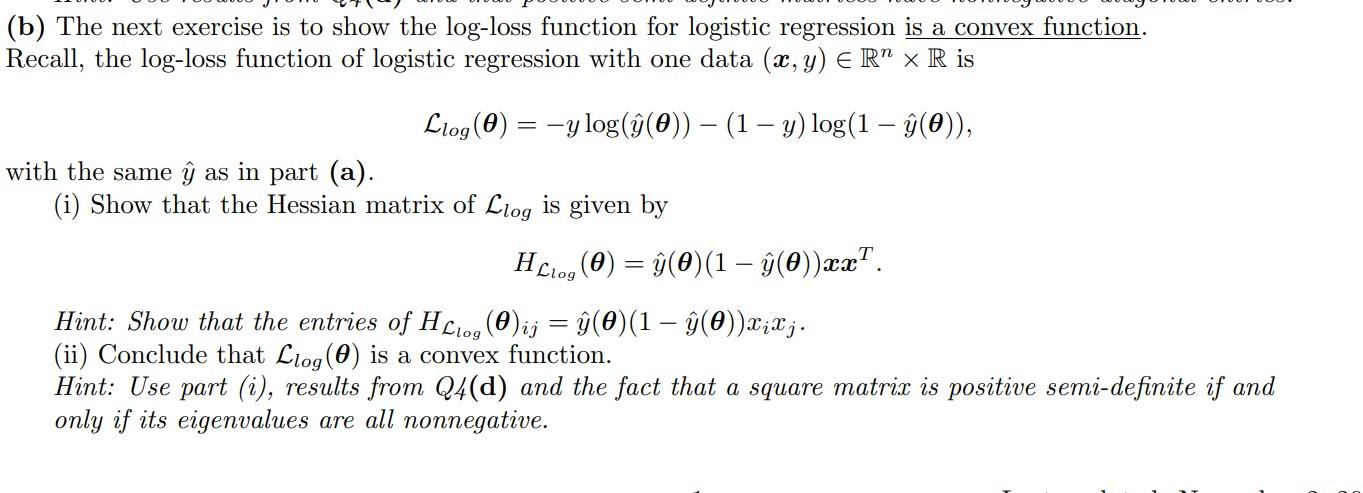 B The Next Exercise Is To Show The Log loss Function Chegg