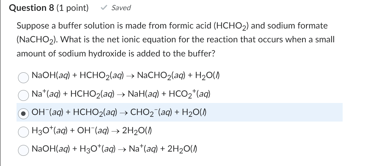 Solved Suppose A Buffer Solution Is Made From Formic Acid 