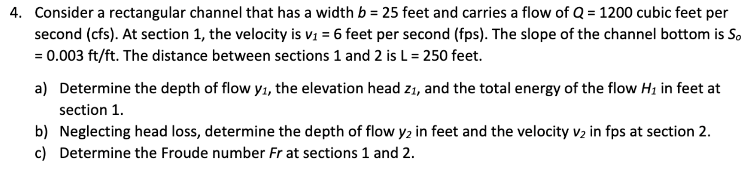 Solved 4. Consider a rectangular channel that has a width | Chegg.com