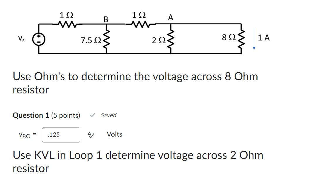 Solved Use Ohm's to determine the voltage across 8Ohm | Chegg.com