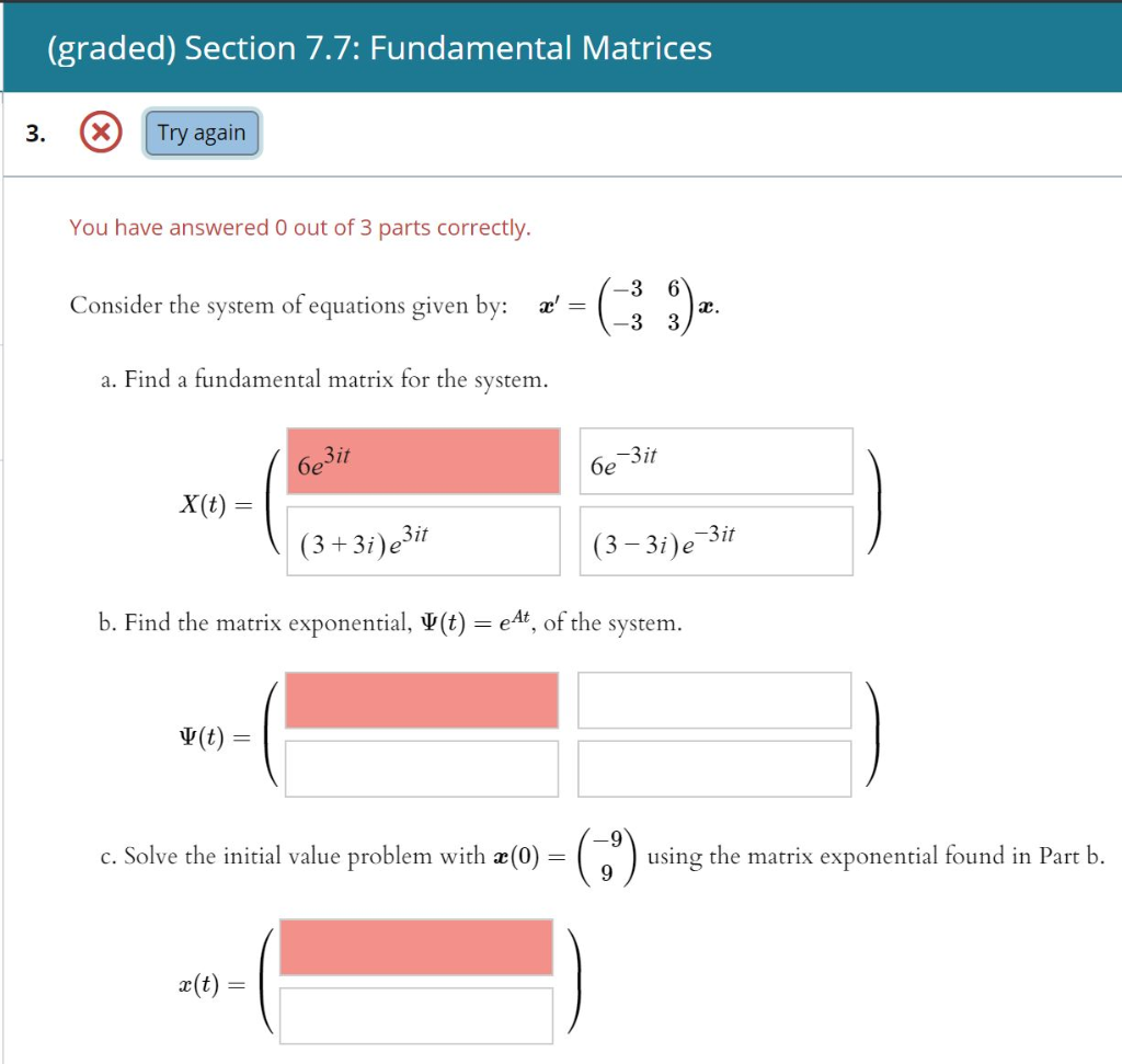 Solved (graded) Section 7.7: Fundamental Matrices 3. Try | Chegg.com