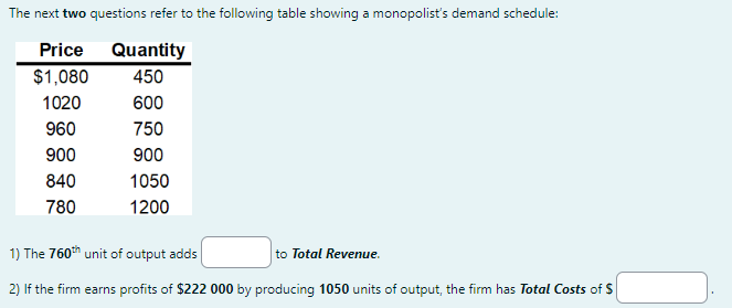 Solved The next two questions refer to the following table | Chegg.com