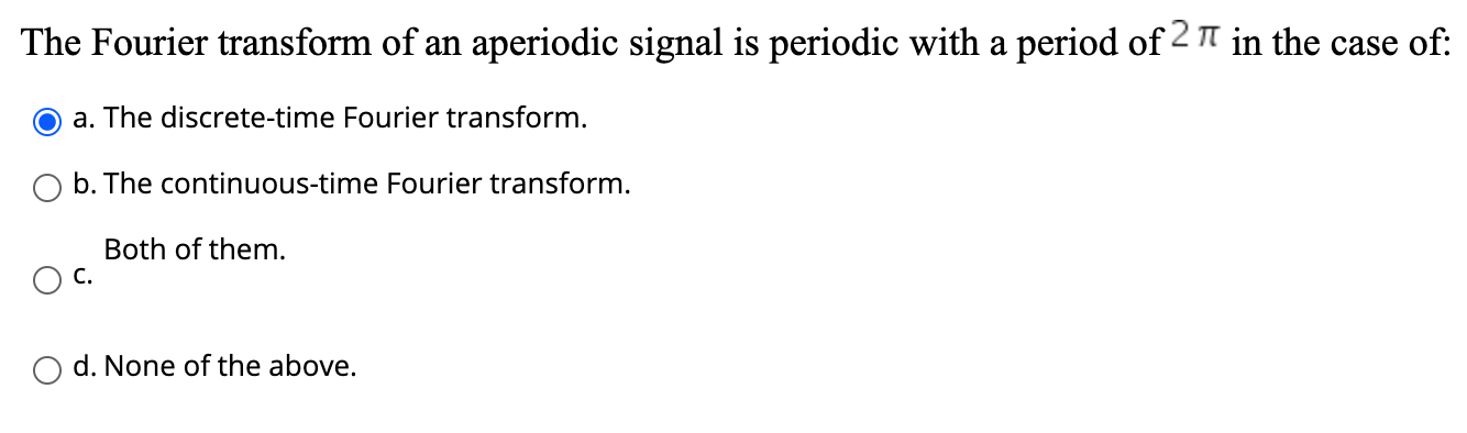 Solved The Fourier Transform Of An Aperiodic Signal Is