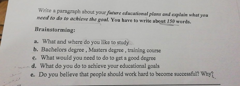 Solved Write a paragraph about your future educational plans | Chegg.com