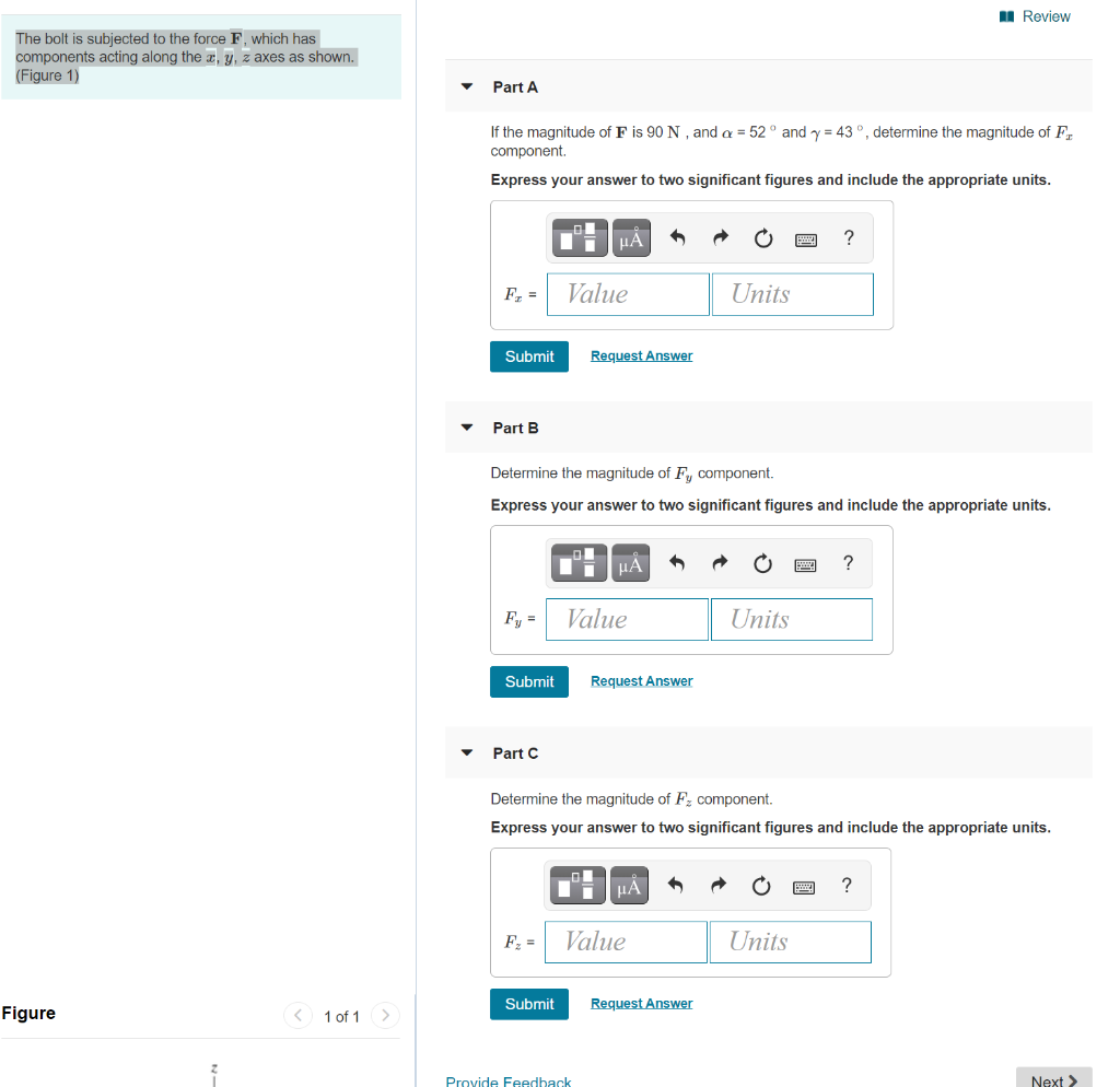 Solved Review The bolt is subjected to the force F, which | Chegg.com