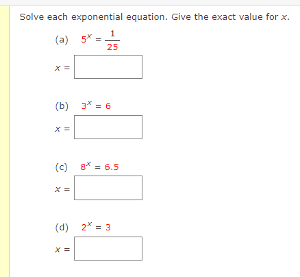 Solved Solve each exponential equation. Give the exact value | Chegg.com
