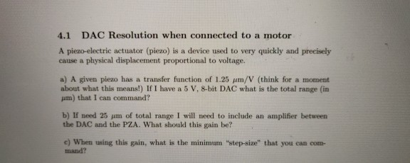 Solved DAC Resolution when connected to a motor 4.1 A | Chegg.com