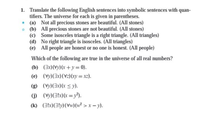 Solved 1. Translate the following English sentences into | Chegg.com