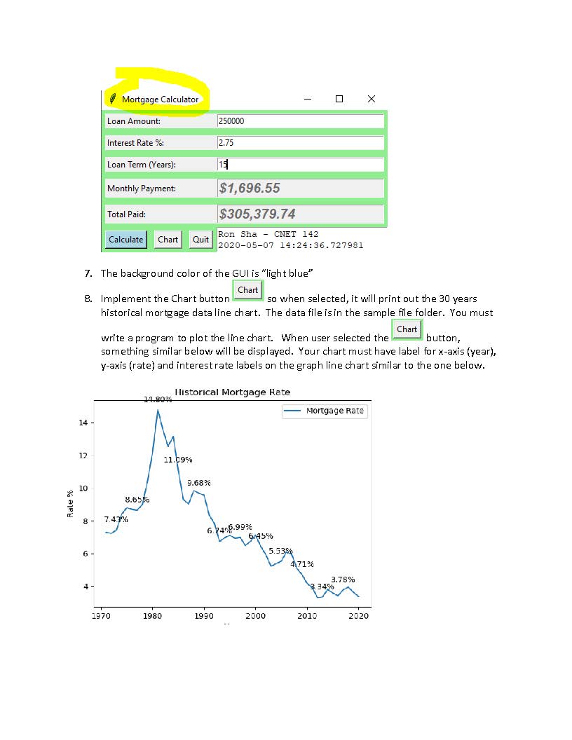 Solved Lab assignment requirement: Lab 8 - Mortgage GUI This | Chegg.com