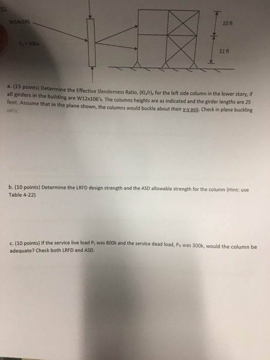 Solved 10 ft W14x145 12 ft a. (15 points) Determine the | Chegg.com