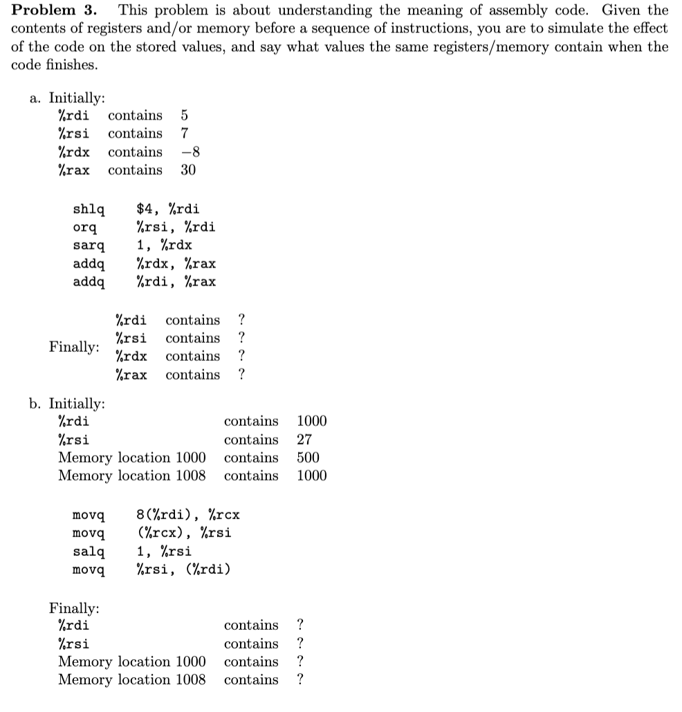 Solved Problem 3. This problem is about understanding the | Chegg.com