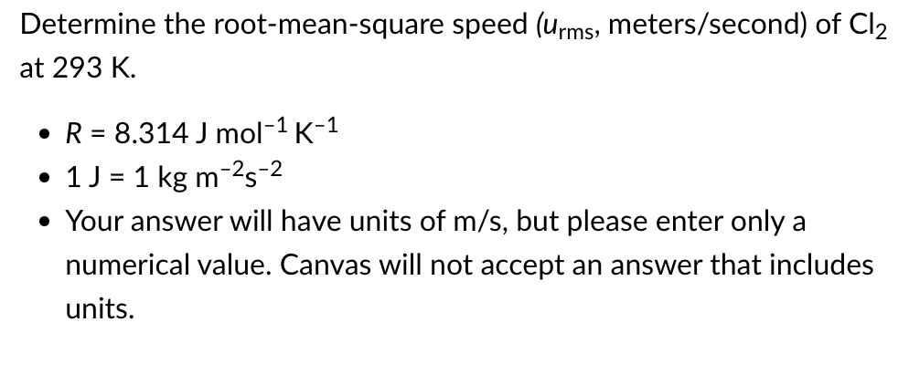 Solved Determine the root-mean-square speed ( urms, | Chegg.com