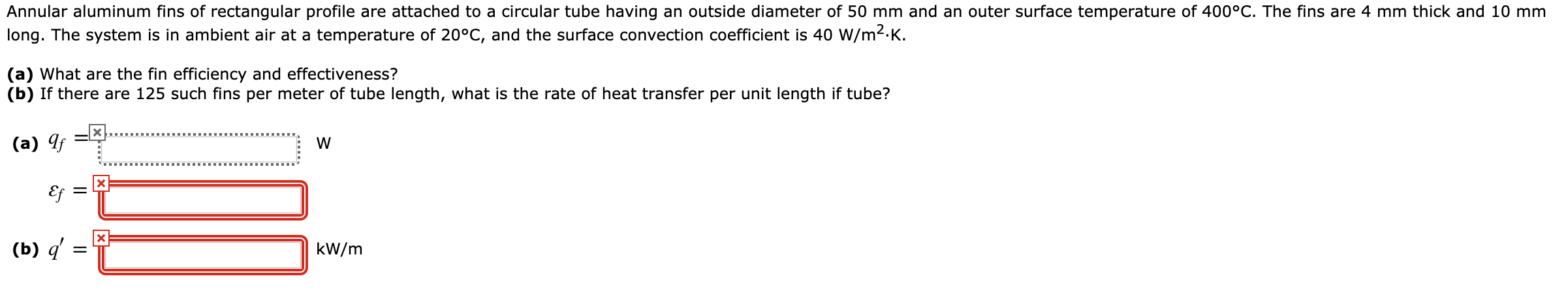 Solved Annular aluminum fins of rectangular profile are | Chegg.com