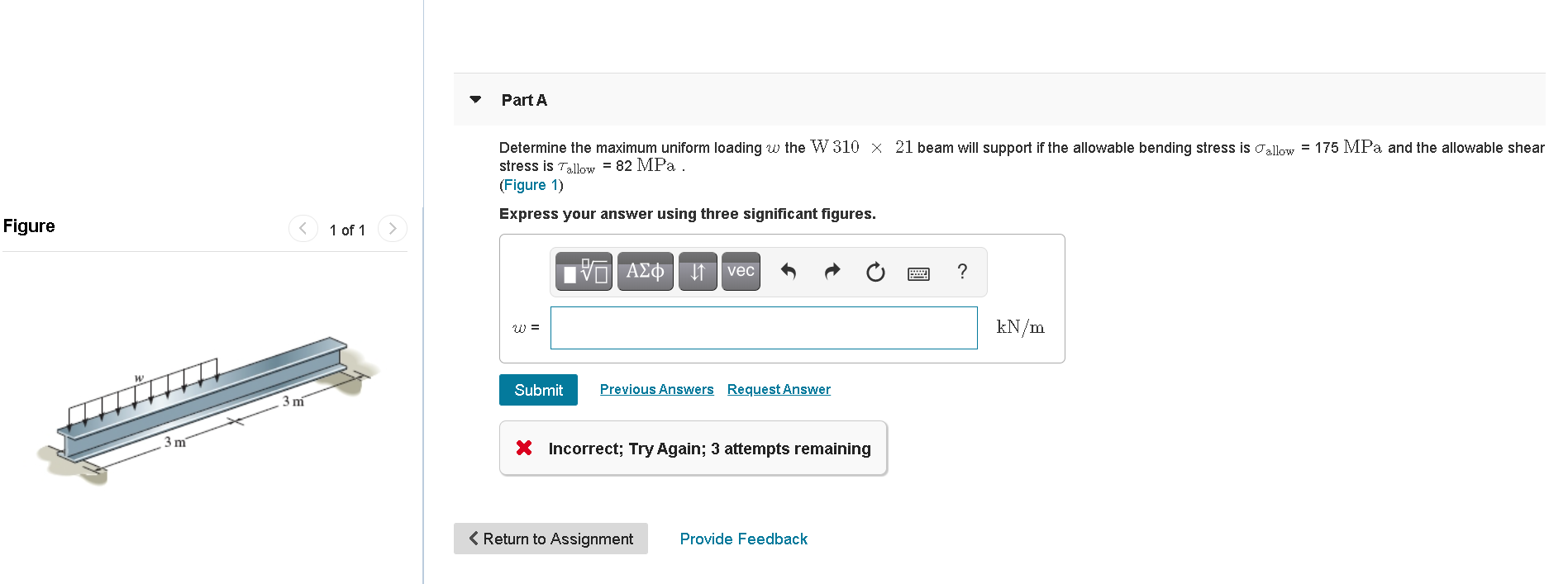 Solved Part A Determine the maximum uniform loading w the W | Chegg.com