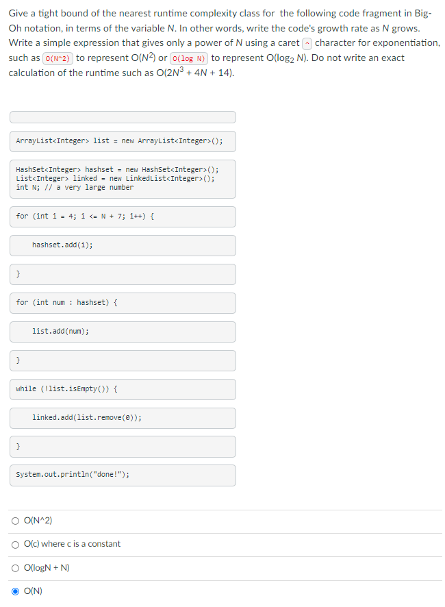 Solved Give a tight bound of the nearest runtime complexity | Chegg.com