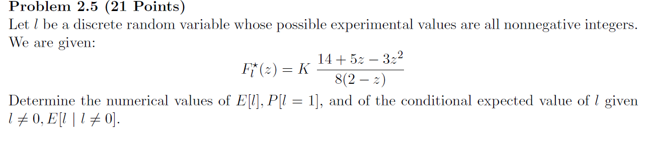 Solved Let l be a discrete random variable whose possible | Chegg.com