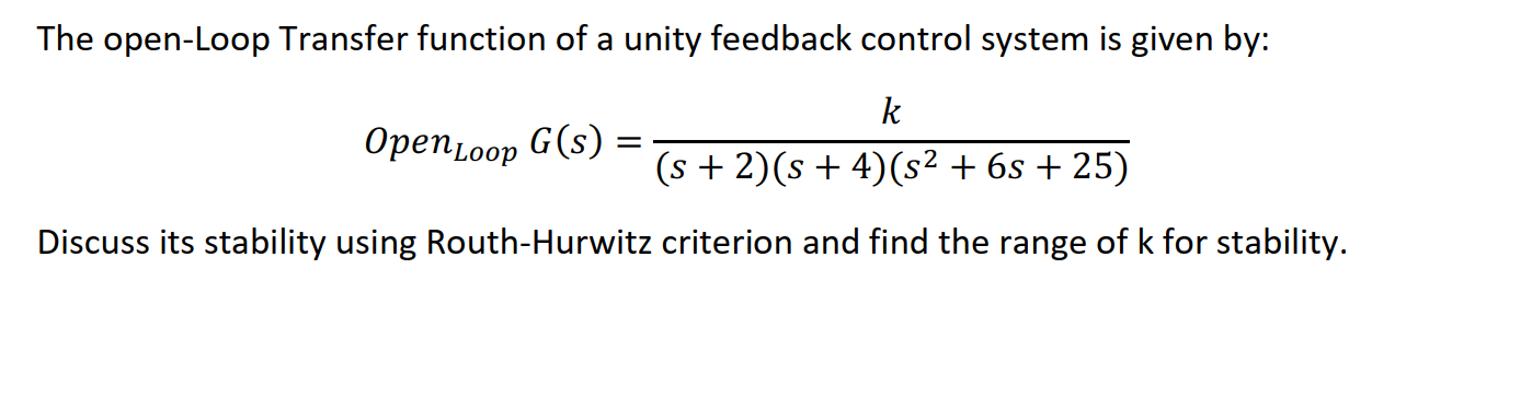 Solved The open-Loop Transfer function of a unity feedback | Chegg.com