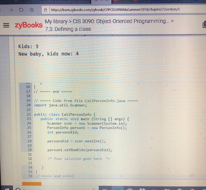 Solved CHALLENOD 7.3.2: Basic class use. ACTIVITY Print | Chegg.com