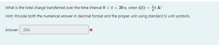 Solved What is the total charge transferred over the time | Chegg.com