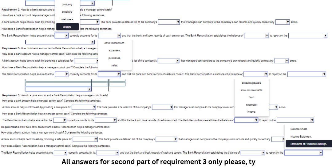 All answers for second part of requirement 3 ﻿only | Chegg.com