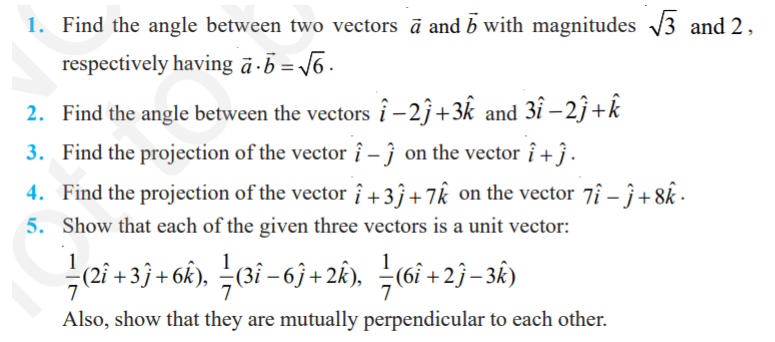 Solved 1. Find the angle between two vectors ā and 7 with | Chegg.com