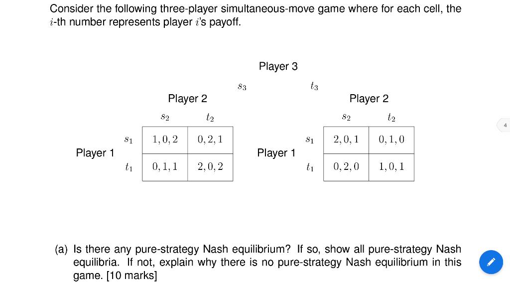 Solved Consider the following three-player simultaneous-move | Chegg.com
