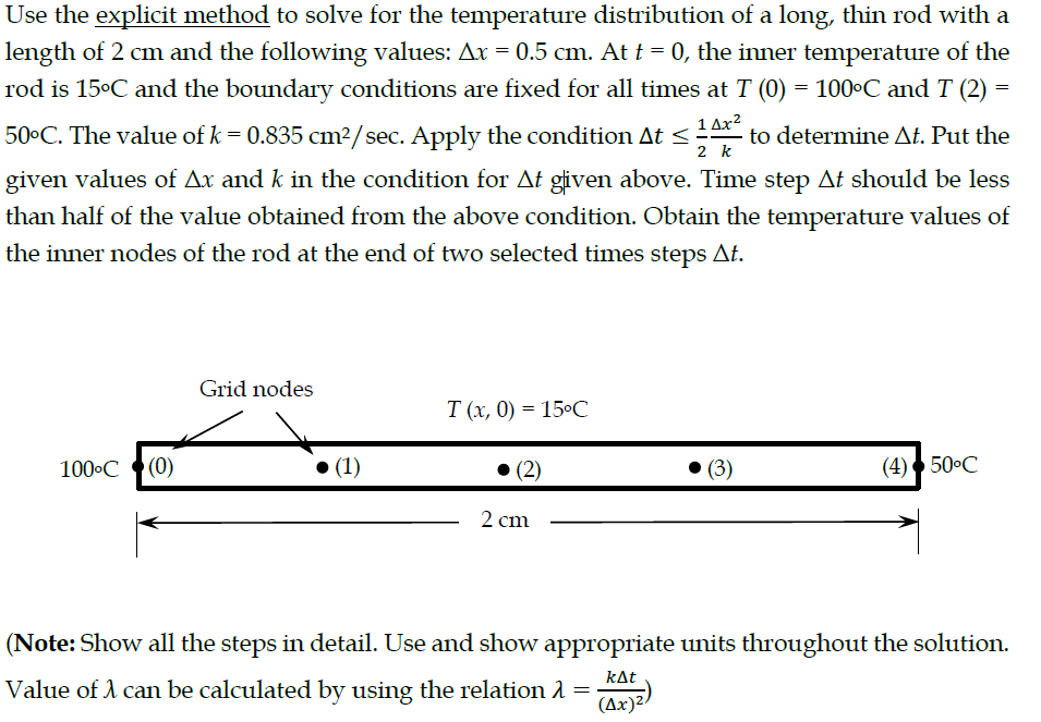 Solved Use the explicit method to solve for the temperature | Chegg.com