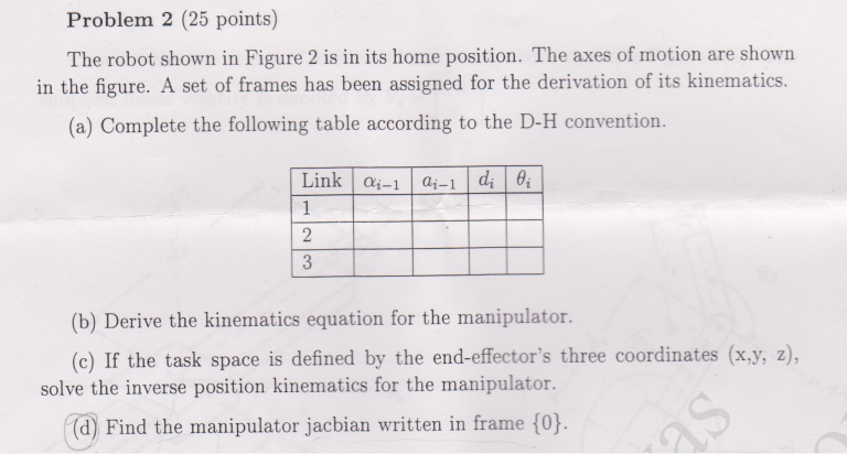 Problem 2 (25 points) The robot shown in Figure 2 is | Chegg.com