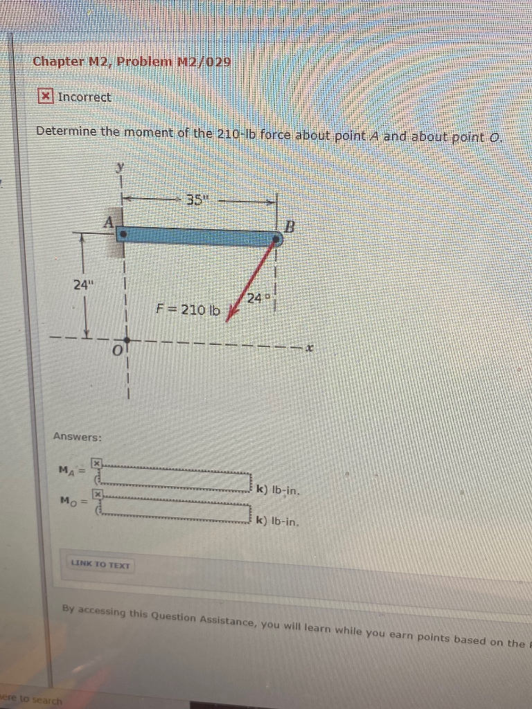 Solved Chapter M2, Problem M2/029 X Incorrect Determine the | Chegg.com