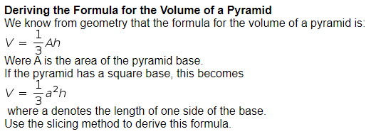 Solved 345 Deriving the Formula for the volume of a Pyramid | Chegg.com