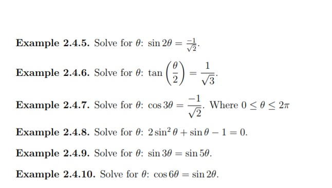 Solved Example 2.45 Solve for θ: sin 2-V2 Example 2.4.6. | Chegg.com