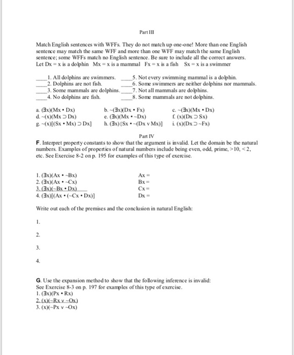 Solved Name: Symbolic Logic PHIL/MATH 3000 Problem Set #3 | Chegg.com