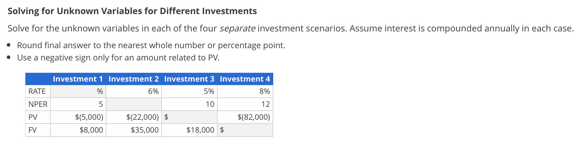 Solved Solving for Unknown Variables for Different | Chegg.com