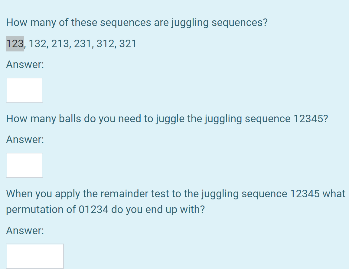 Solved How many of these sequences are juggling sequences? | Chegg.com