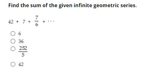 Solved Find the sum of the given infinite geometric series. | Chegg.com