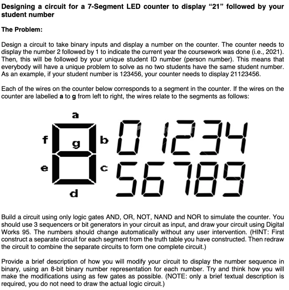 Solved Designing a circuit for a 7-Segment LED counter to | Chegg.com