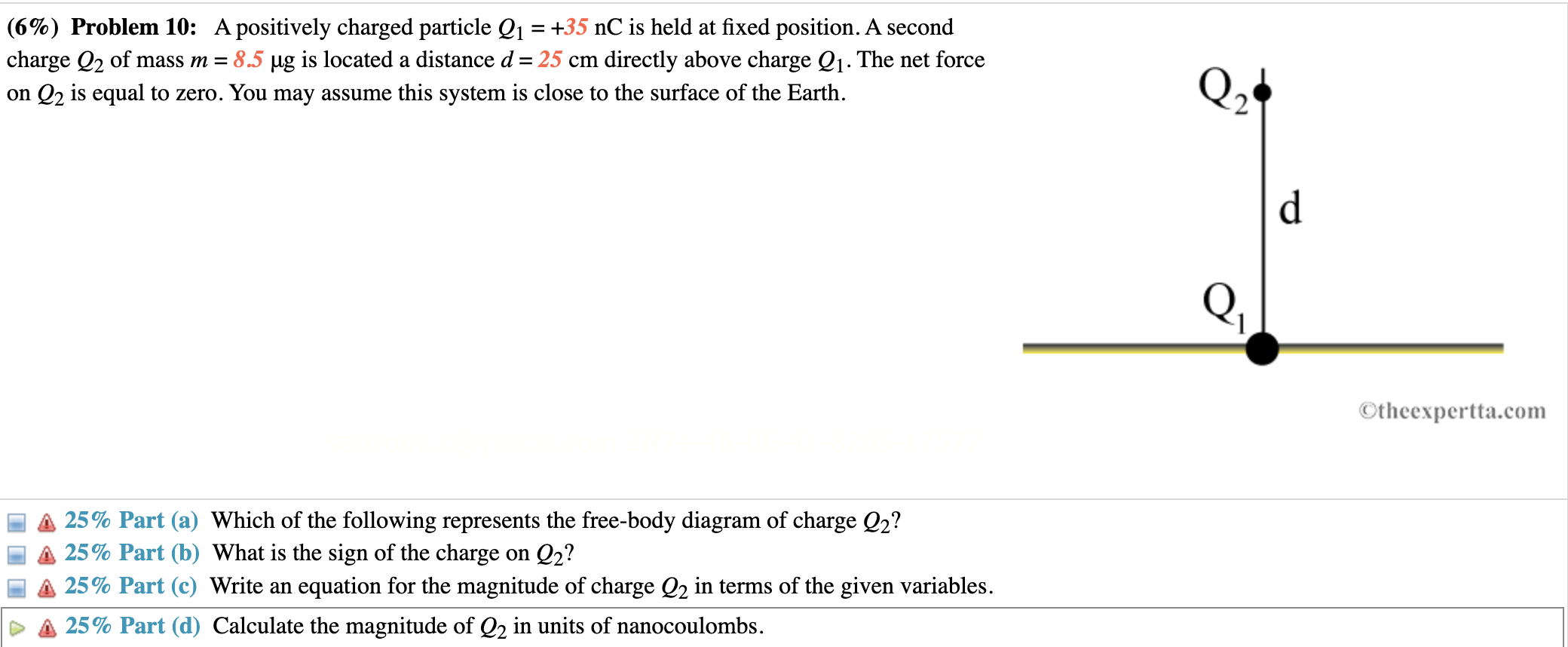 Solved (6\%) Problem 10: A positively charged particle | Chegg.com