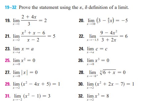 Solved 19-32 Prove the statement using the ε,δ definition of | Chegg.com
