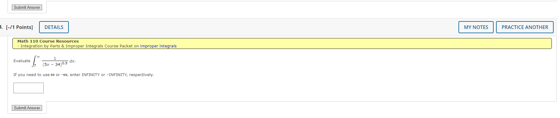 Solved Math 110 Course Resources - Integration by Parts \\& | Chegg.com