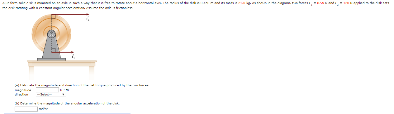 Solved A uniform solid disk is mounted on an axle in such a | Chegg.com