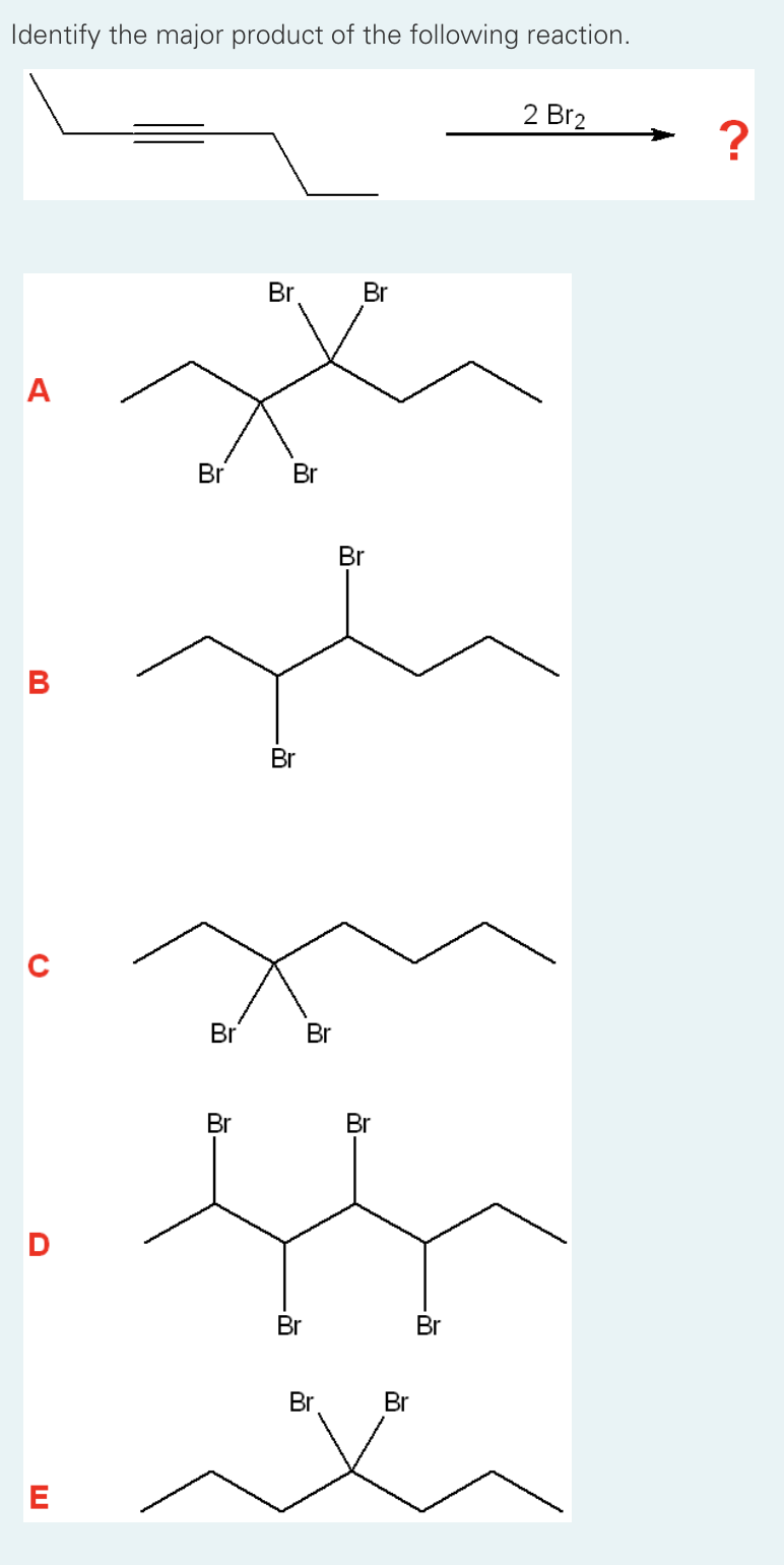 Solved Identify the major product of the following reaction. | Chegg.com