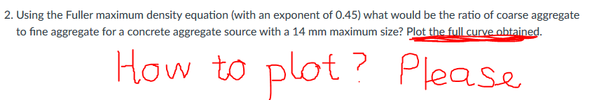 Solved 2. Using the Fuller maximum density equation (with an | Chegg.com