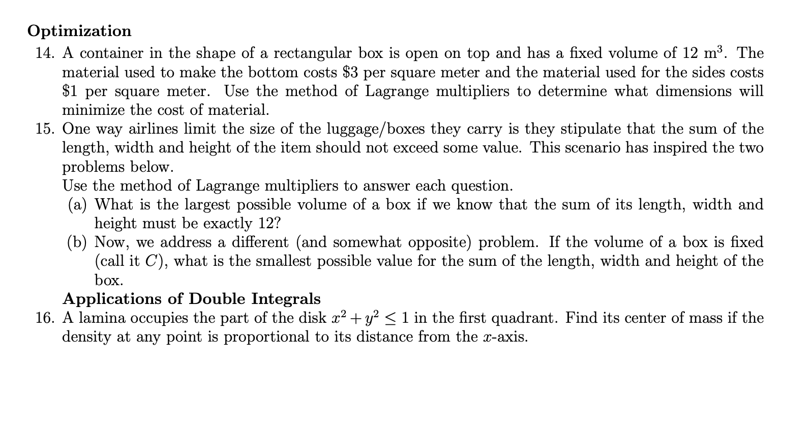 Solved Optimization 14. A container in the shape of a | Chegg.com