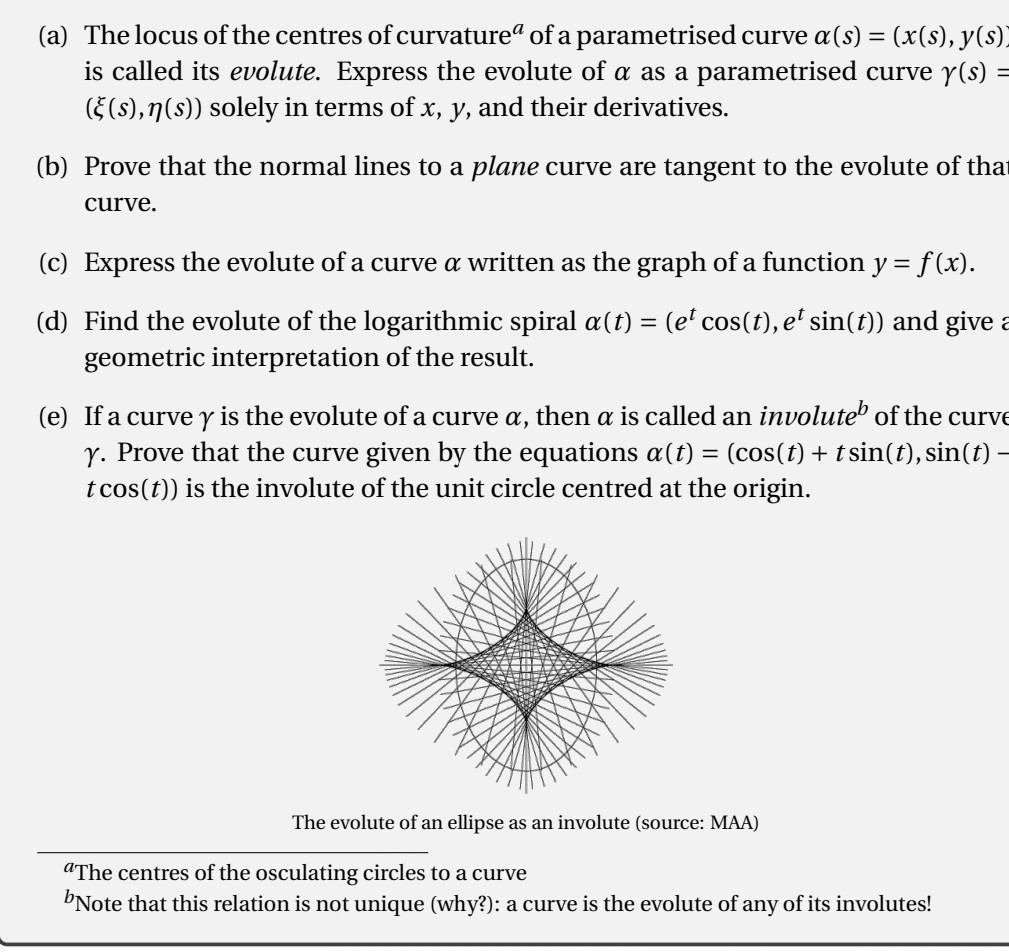 (a) The locus of the centres of curvature" of a | Chegg.com