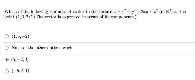 Solved Which of the following is a normal vector to the | Chegg.com