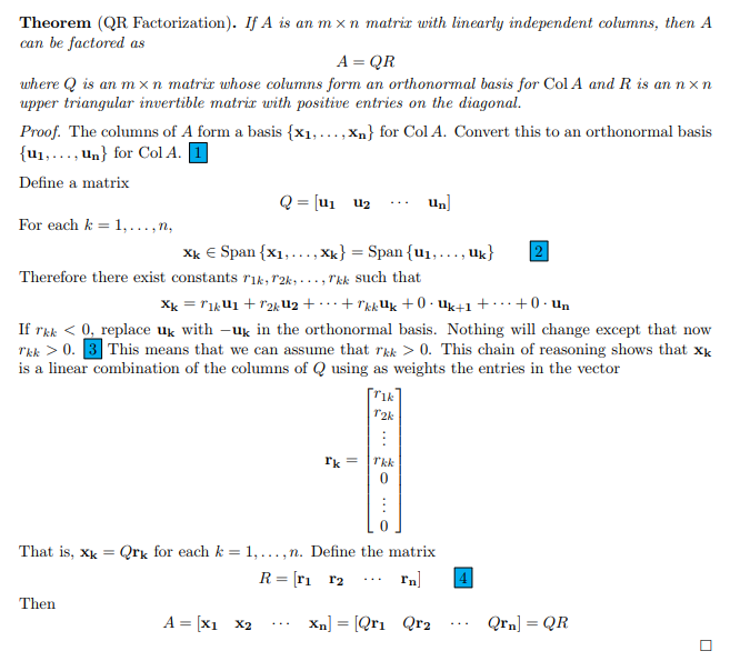 Solved Theorem (QR Factorization). If A is an mx n matriz | Chegg.com