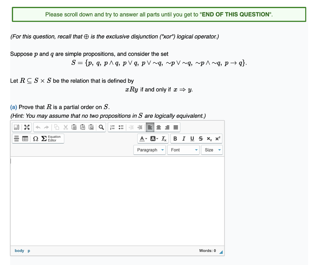 Solved (For this question, recall that ⊕ is the exclusive | Chegg.com