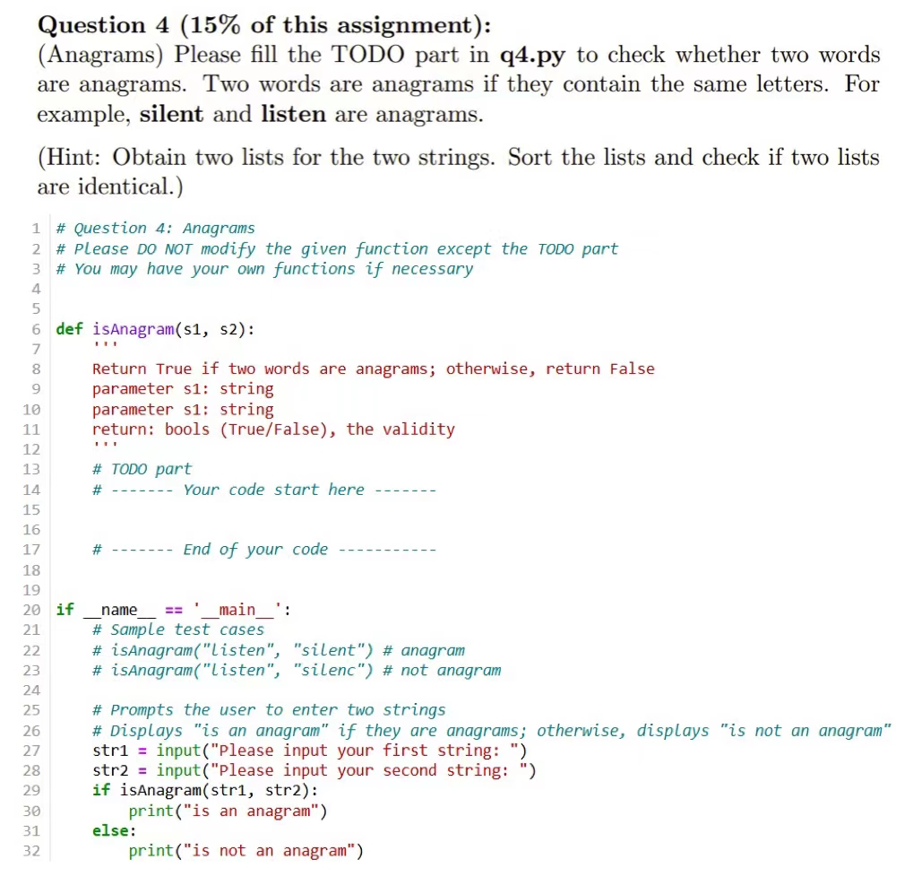 Solved This is Python. Please fill in the TODO part of the | Chegg.com