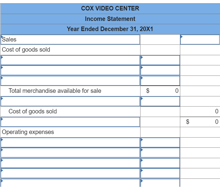 Solved amuel Cox, owner of Cox Video Center, sent the income | Chegg.com